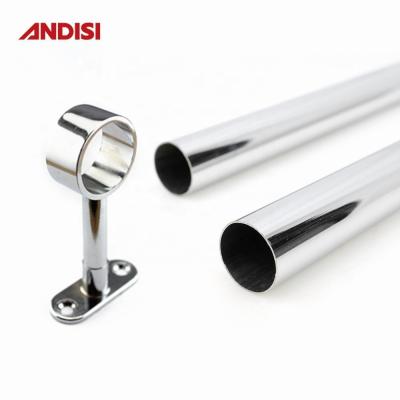 China Adjustable Zinc Alloy Closet Rod Support Bracket for 25mm Round Wardrobe Hanging Tube 80-120mm for sale