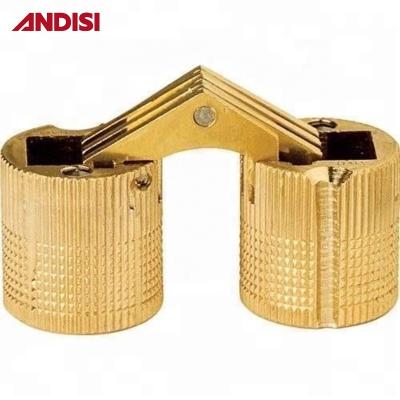 China Solid Brass Cylindrical Hinge 180 Degree Concealed Corner for Bedroom Furniture for sale