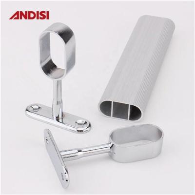 China Zinc Alloy Center Closet Rod Bracket for Wardrobe Support Tube Holder Nickel Chrome Plated for sale