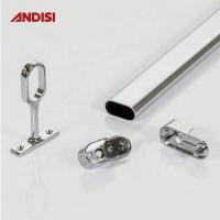 China Zinc Alloy Oval Wardrobe Hanging Rod Support Set 2000mm Chrome Plated Steel Tube for sale