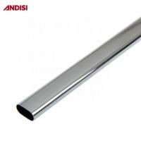 China Zinc Alloy Oval Wardrobe Hanging Rod Support Set 2000mm Chrome Plated Steel Tube for sale