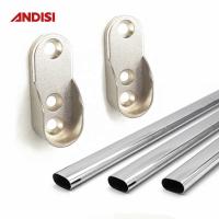 China 44mm Zinc Alloy Clothes Rail Holder Oval Tube Support for Wardrobe Rail Fitting for sale