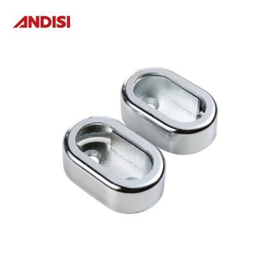 China Zinc Alloy Oval Wardrobe Tube Support Closet Rod Holder Chrome 30x15mm for sale