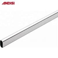 China Chrome Plated Steel Wardrobe Clothes Hanging Rail Oval Tube with End Bracket Support 16mm for sale