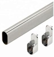 China Chrome Plated Steel Wardrobe Clothes Hanging Rail Oval Tube with End Bracket Support 16mm for sale