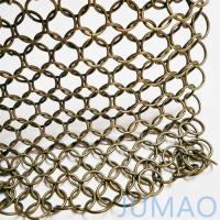 China Bronze Ring Mesh Curtain Chainmail 18mm Diameter 9.6m Width Fire Resistant Metal Decorative Screen for sale