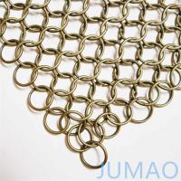 China Bronze Ring Mesh Curtain Chainmail 18mm Diameter 9.6m Width Fire Resistant Metal Decorative Screen for sale
