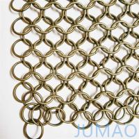China Bronze Ring Mesh Curtain Chainmail 18mm Diameter 9.6m Width Fire Resistant Metal Decorative Screen for sale