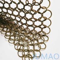 China Bronze Ring Mesh Curtain Chainmail 18mm Diameter 9.6m Width Fire Resistant Metal Decorative Screen for sale