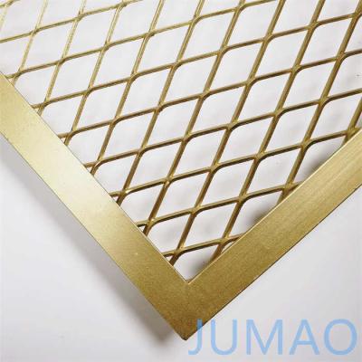 China Champagne Gold Architectural Expanded Metal Copper Mesh - 2-3mm Thickness, 1220x2000mm & 2400x1200mm Sizes for sale