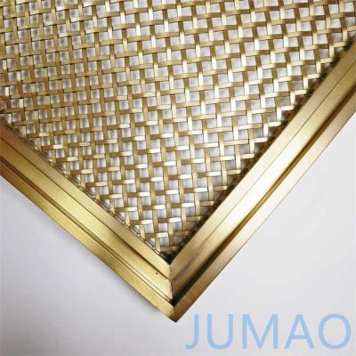 China Custom Mild Steel Cabinet Mesh Inserts Gold Galvanized Surface 1-4mm Wire Diameter 30-60% Open Area for sale