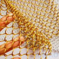 China Gold Diamond Hole Roll Up Metal Mesh Curtain 0.8mm-2.0mm Wire 6mm-20mm Hole for sale
