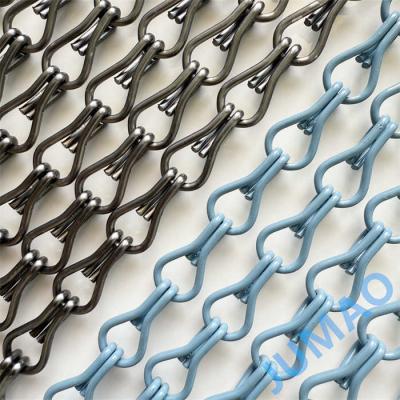 China JUMAO Aluminum Chain Link Curtains 10x22mm Hook Size with 1.8mm/2.0mm Wire Diameter for Architectural Applications for sale