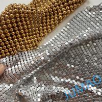 China JUMAO Metal Sequin Curtains 10mm Round Sequins Reflective Silver Gold 100cm x 200cm Lightweight Mesh for sale