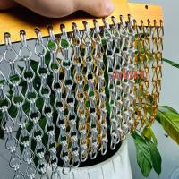 China Electroplated Aluminum Chain Link Curtain 10mm Oval Links 100cm Width Room Divider for sale