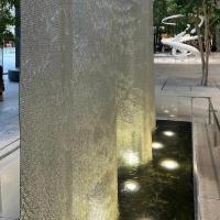 China Dynamic Cascading Water Wall Sculpture Stainless Steel Water Curtain Waterscape Artwork for sale