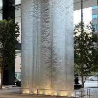 China Dynamic Cascading Water Wall Sculpture Stainless Steel Water Curtain Waterscape Artwork for sale