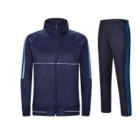 China Autumn And Winter Long Sleeve Football Suit , Men's Flat Zipper Cotton Loose Striped Sportsuit for sale
