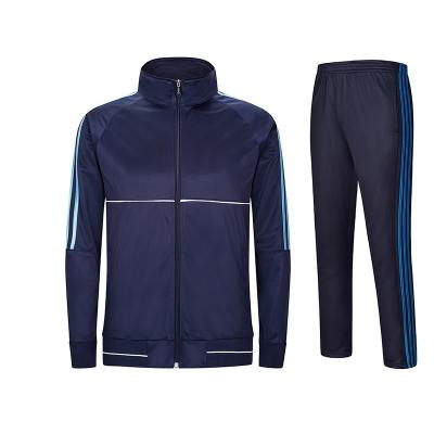 China Autumn And Winter Long Sleeve Football Suit , Men's Flat Zipper Cotton Loose Striped Sportsuit for sale