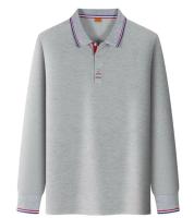 China Long sleeve T-shirt high-end lapel polo shirt combed cotton for sale