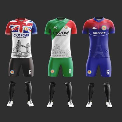 China Quantity customized OEM ODM soccer set Boys and girls kids men long and short sleeve jersey football games training team uniform for sale