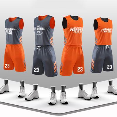 China Double-sided basketball wear Men's basketball jersey Customized design printed pattern logo training game student team uniform for sale