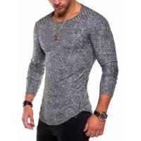 China Stitching Arc Hem Bottoming Shirt Round Neck Men's T-shirt 2021 New Europe and The United States Pit Strip Solid Color B for sale