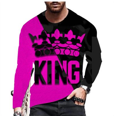 China Men's casual slim fashion printed long sleeve T-shirt men's large size 3D printed T-shirt for sale