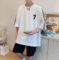 China Young men's short sleeve Korean version loose student handsome off cuff cotton T-shirt for sale