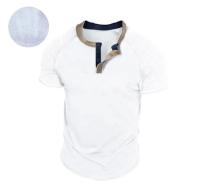China Men'S Summer Casual Sports Outfit Short Sleeve V Neck Casual Pleated for sale