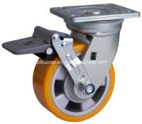 China Yellow Plate Brake TPU Caster 7625-86A for Heavy Duty Applications up to 450kg for sale