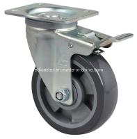 China Ball Bearing Plate Brake PU Caster 6425-76 Edl Medium 5