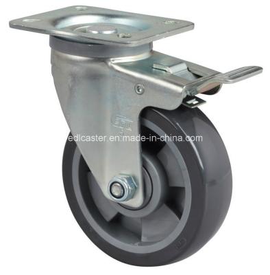 China Ball Bearing Plate Brake PU Caster 6425-76 Edl Medium 5
