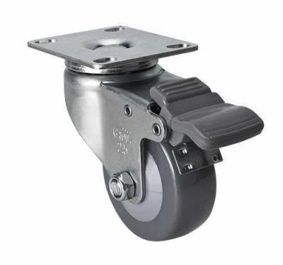 China Edl Light 70kg Plate Brake PU Caster 36225-74 within 2.5mm Thickness Sleeve Bearing for sale