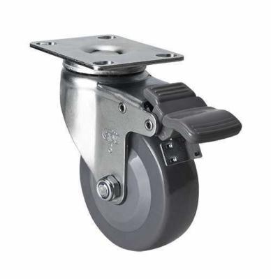 China 75mm Diameter Edl Light 70kg Plate Brake PU Caster 3623-74 for Heavy-Duty Machinery for sale