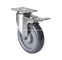China 110mm Diameter Stainless Steel Plate Brake PU Caster S5425-75 for Industrial Machinery for sale