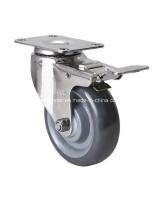 China Corrosion-Resistant Material Stainless Steel Plate Brake PU Caster S5424-75 4