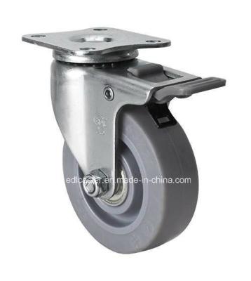 China 35kg Plate Brake TPE Caster 26225-56 Zinc Plated Mini Edl 2.5 inch for sale