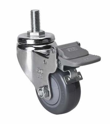 China Customized 80kg Threaded Brake PU Caster 2.5