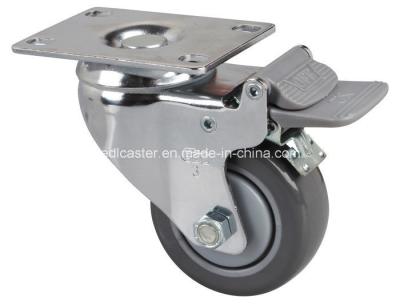 China Edl Chrome 3 Plate Brake PU Caster with 130kg Maximum Load and Smooth Movement for sale