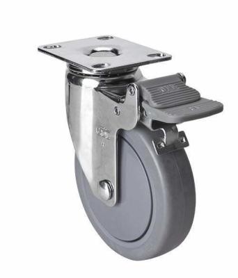 China Edl Chrome 70kg Load Capacity TPE Wheel Plate Brake Caster with 100mm Diameter for sale