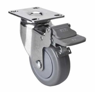 China Edl Chrome 3 70kg Plate Brake TPE Caster with 2.5mm Thickness and Chrome Plated for sale