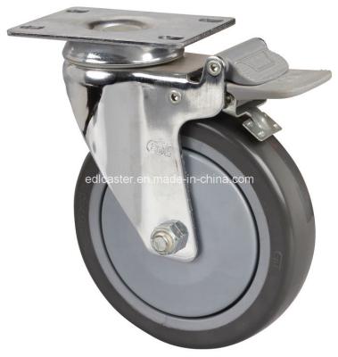 China Durable 100mm Plate Brake PU Caster for Edl Chrome 5724-77 Heavy Duty and High Load for sale