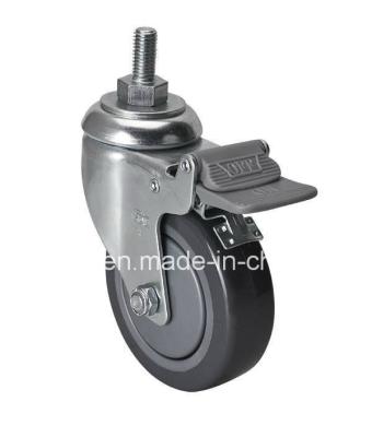 China 130kg Threaded Brake PU Caster Z5744-77 with Customized Request and PU Wheel Material for sale