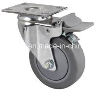 China Medium Duty 110kg Plate Brake TPE Caster with Grey Color and Ball Bearing Z5724-57 for sale