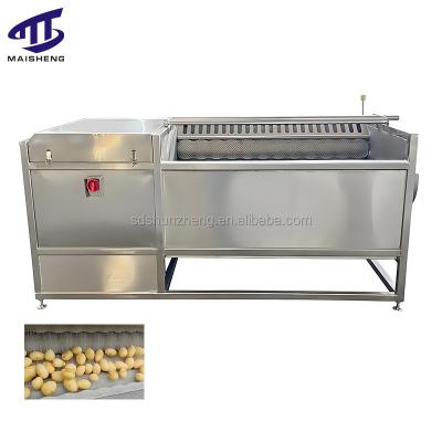 China Industrial Fruit and Vegetable Washing Machine Diamond Roller Yam Peeling Cleaning Equipment Brush Roller Washer Peeler for sale