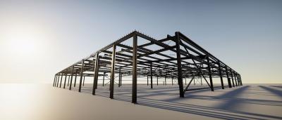 China Slope / Flat Roof Steel Structure Warehouse With Sandwich Panel / Steel Sheet Wall for sale