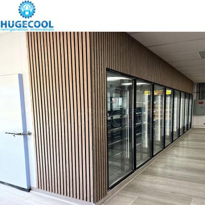 China Distribution Walk in Cooler with 6 Inch PU Panel and No Heating Cooler Glass Door for sale