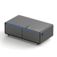 China Black Modern Multifunction LED Coffee Table with 135L Refrigerator and Phone Charger for sale