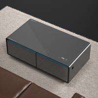 China Black Modern Multifunction LED Coffee Table with 135L Refrigerator and Phone Charger for sale